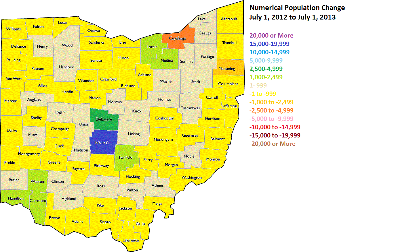 2013 Ohio County Population Estimates - All Columbus Data